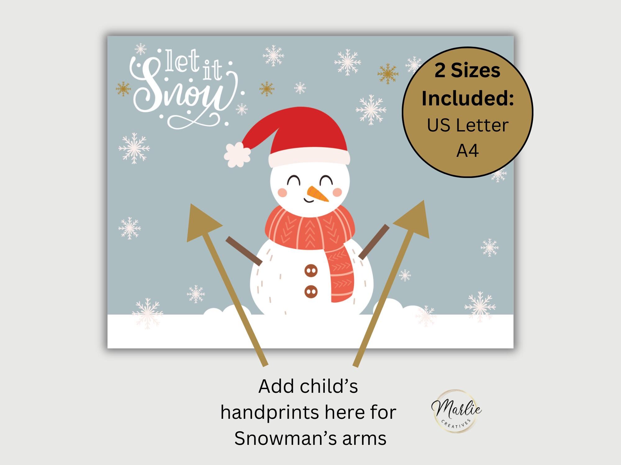 Christmas Handprint Gift, Snowman Handprint Craft, Winter Holiday ...