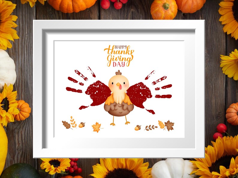 Keepsake Turkey Handprint Art, Happy Thanksgiving Handprint Art, Fall ...