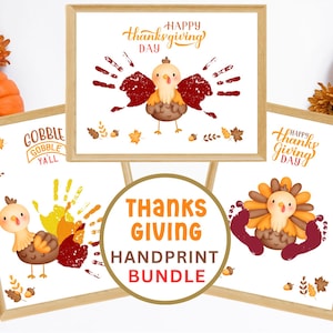 Happy Thanksgiving Handprint Art Bundle + Coloring Placemat, Turkey ...