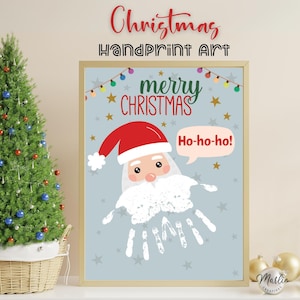 Santa Handprint Art, Christmas Handprint Craft, Xmas Handprint Art ...