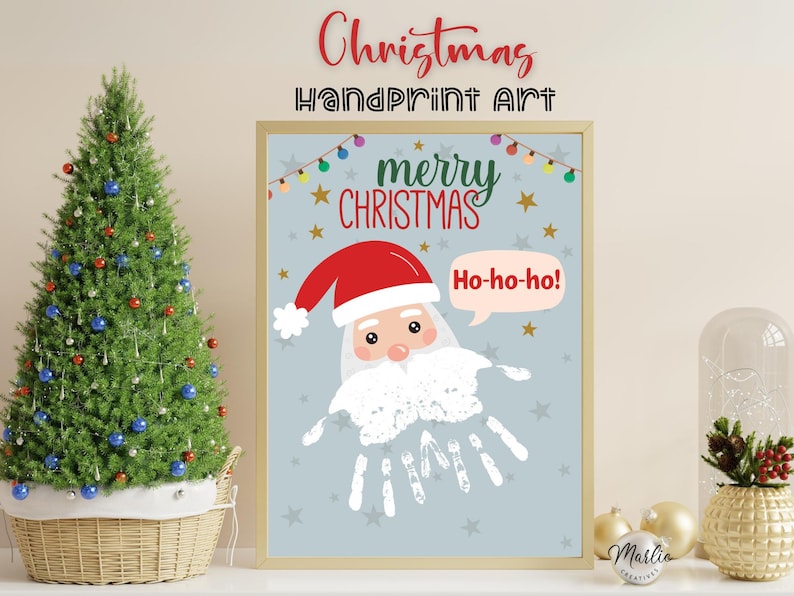 Santa Handprint Art, Christmas Handprint Craft, Xmas Handprint Art ...