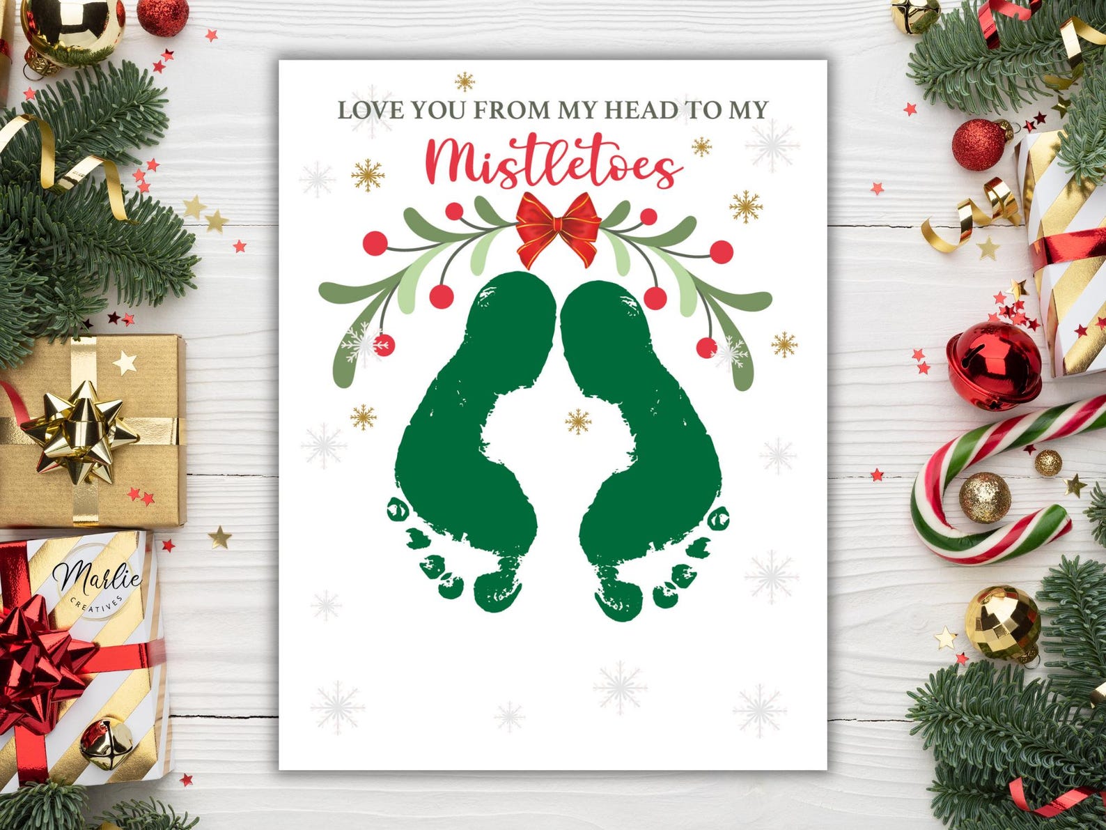 Mistletoe Footprint Art, Mistletoes Baby, Christmas Footprint Craft ...
