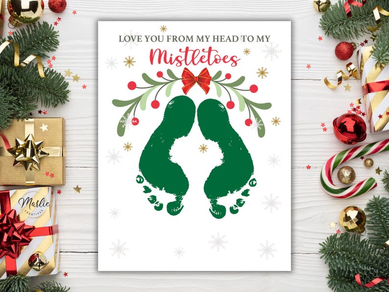 Mistletoe Footprint Art, Mistletoes Baby, Christmas Footprint Craft ...