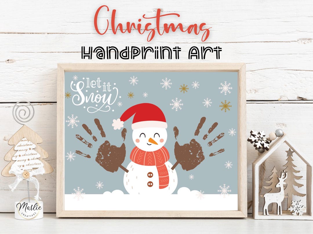 Christmas Handprint Gift, Snowman Handprint Craft, Winter Holiday ...