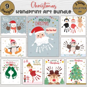Christmas Handprint Bundle, Xmas Handprint Art, Mistletoe Footprint ...