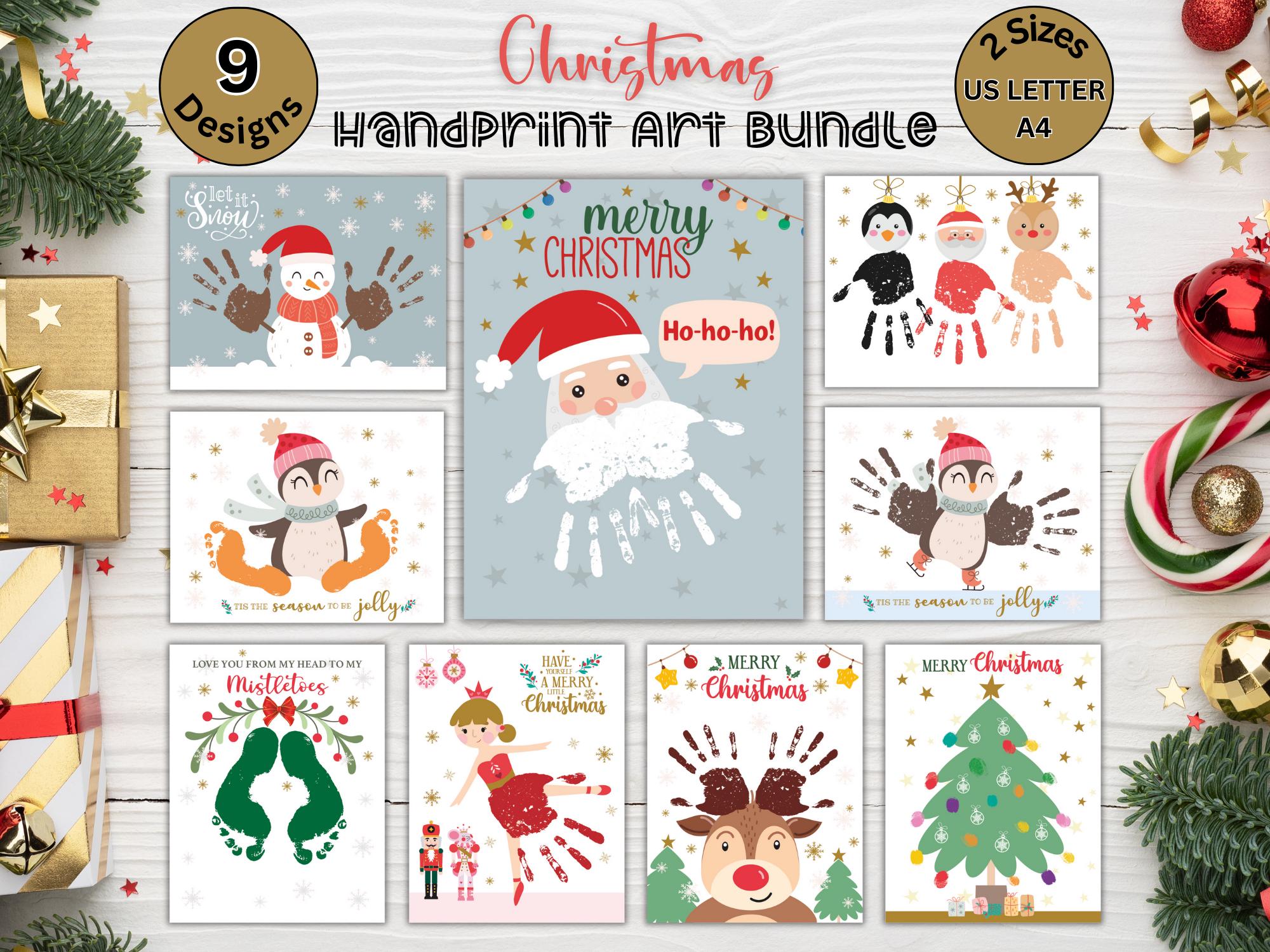 Christmas Handprint Bundle, Xmas Handprint Art, Mistletoe Footprint ...