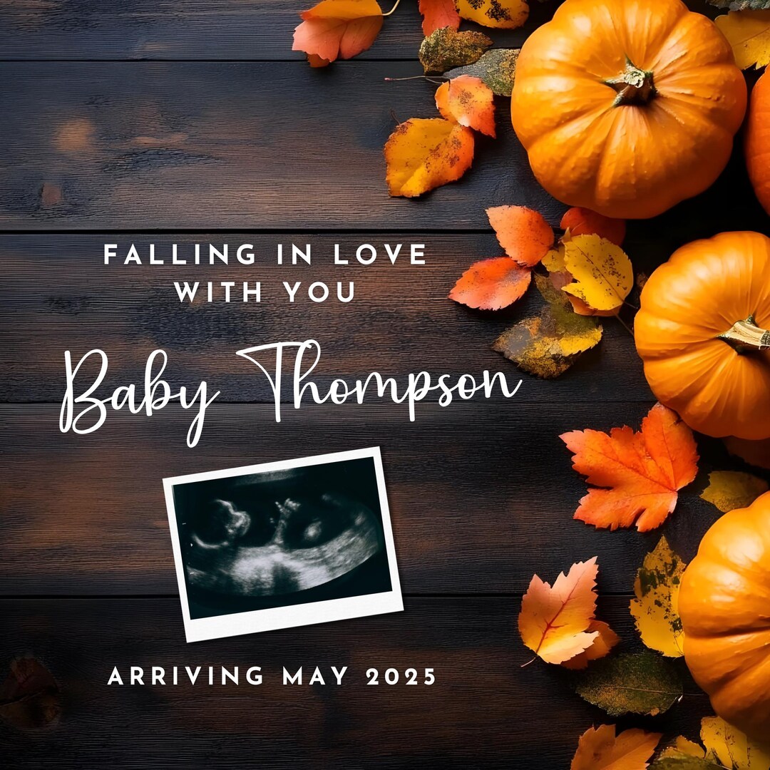 November Baby Reveal, November Pregnancy Announcement Template, Fall ...