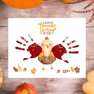 Keepsake Turkey Handprint Art, Happy Thanksgiving Handprint Art, Fall ...