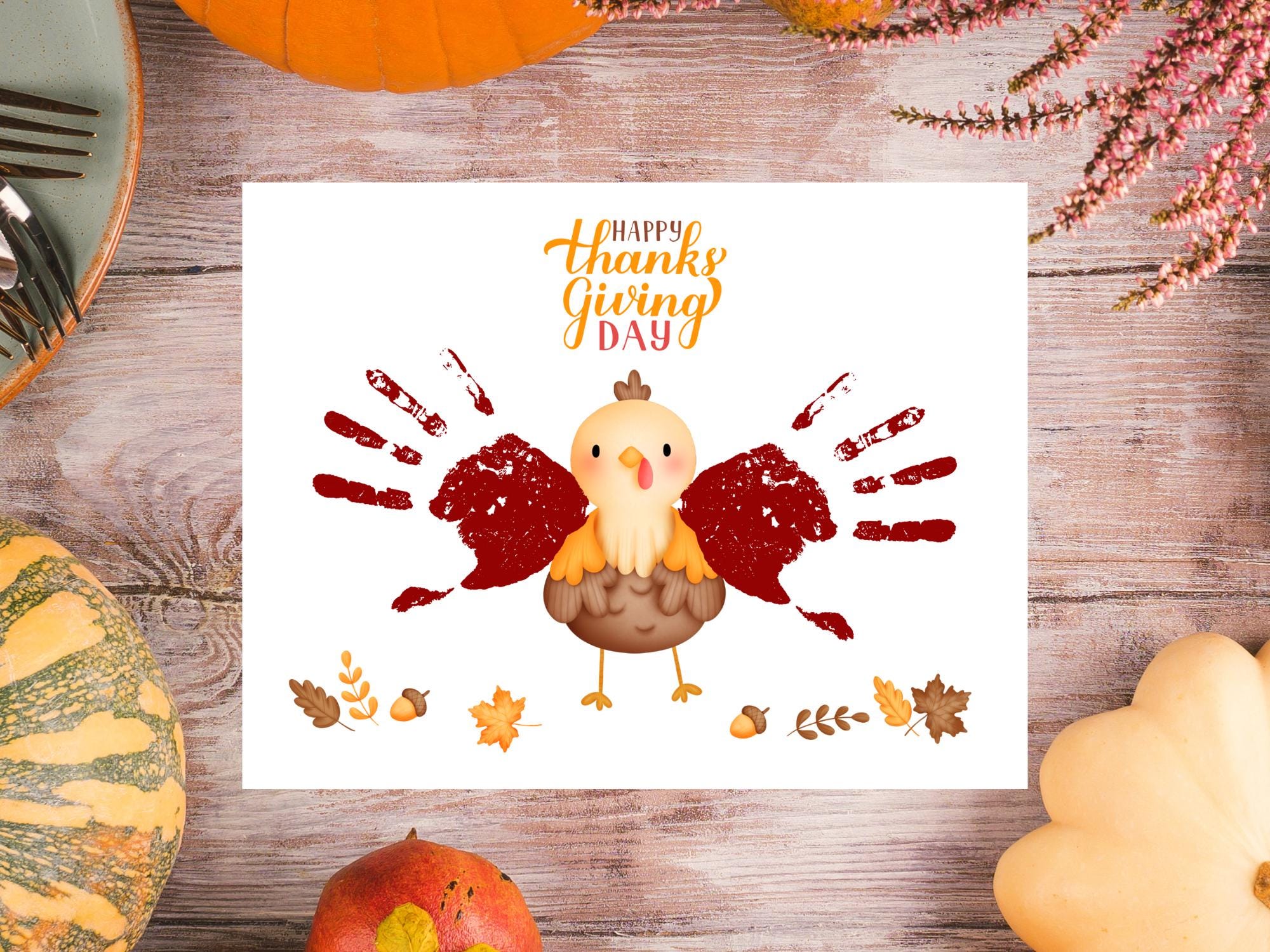 Keepsake Turkey Handprint Art, Happy Thanksgiving Handprint Art, Fall ...