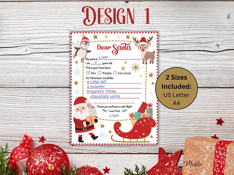 Letter to Santa With Wish List, Dear Santa Letter, Christmas Letter for ...