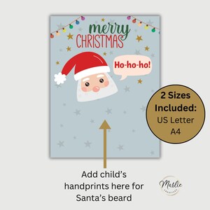 Santa Handprint Art, Christmas Handprint Craft, Xmas Handprint Art ...