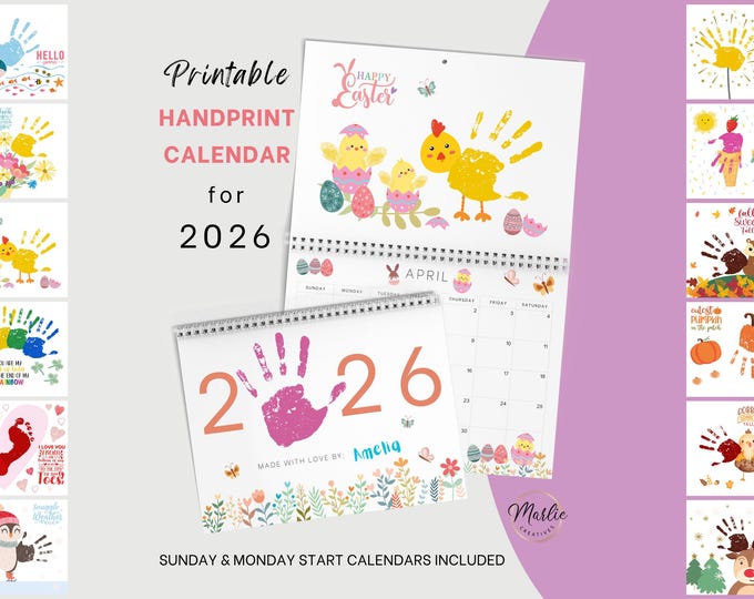 2026 Handprint Calendar, DIY Handprint Art for Kids, Preschool ...