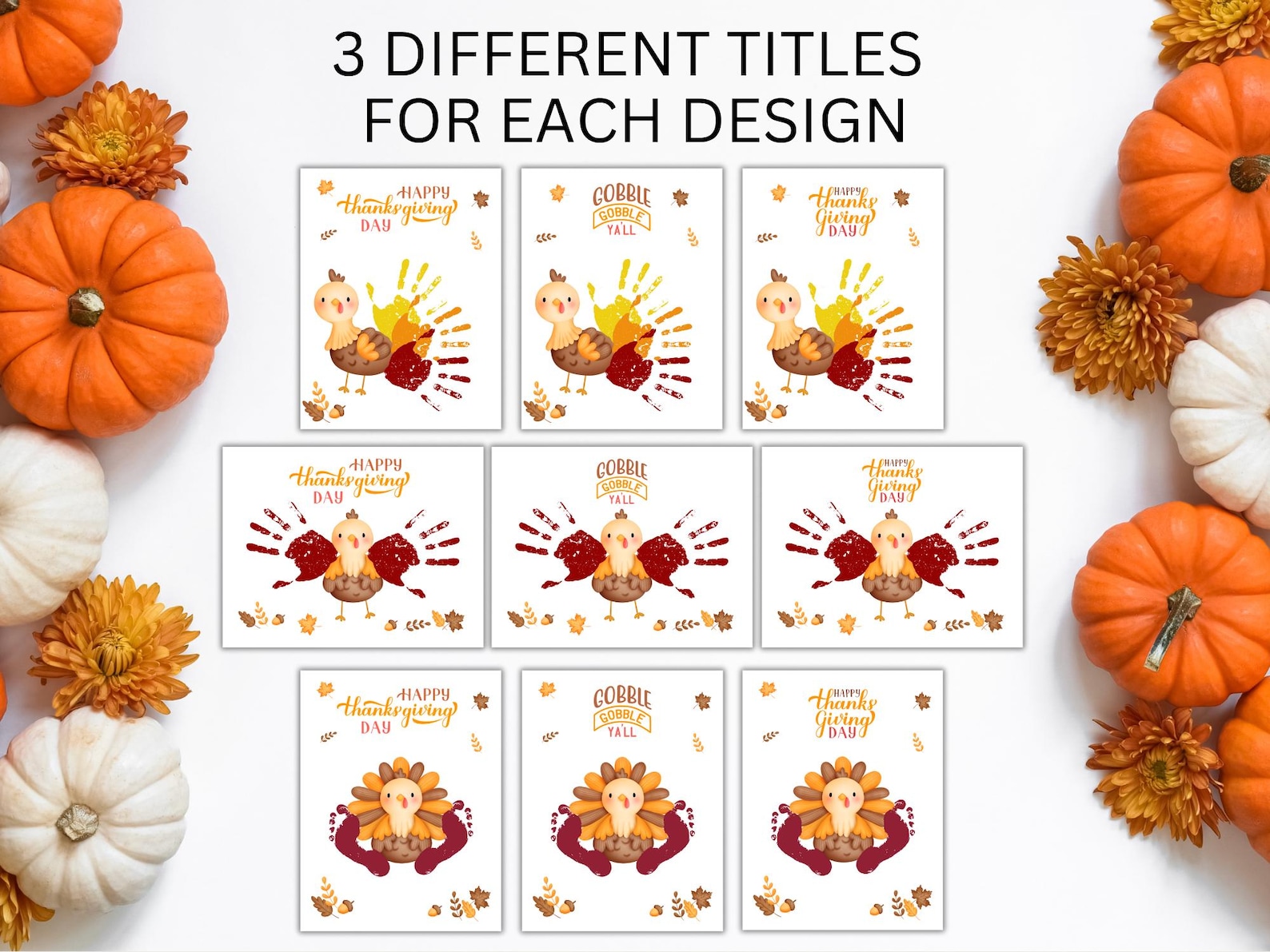 Happy Thanksgiving Handprint Art Bundle + Coloring Placemat, Turkey ...