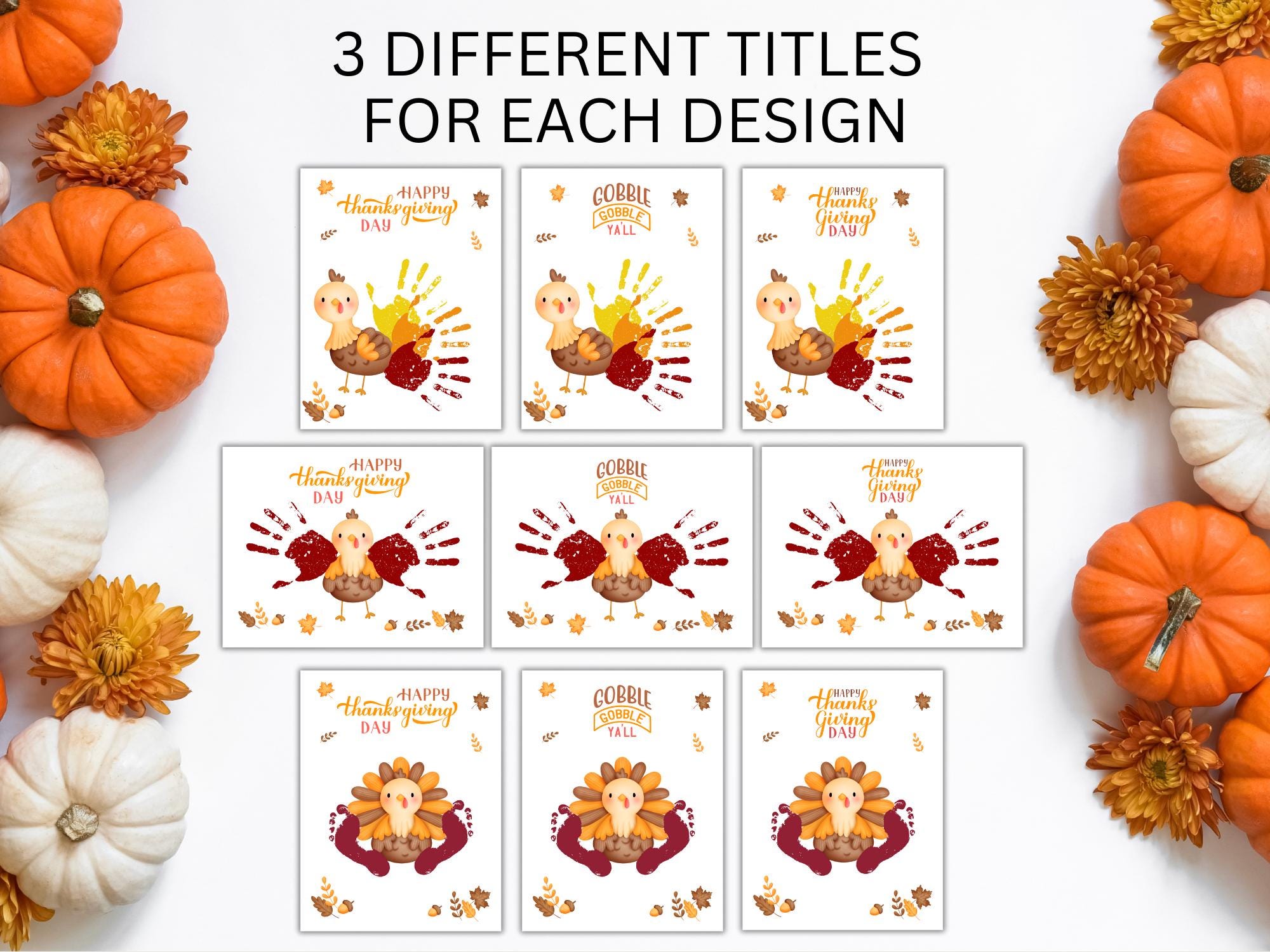 Happy Thanksgiving Handprint Art Bundle + Coloring Placemat, Turkey ...