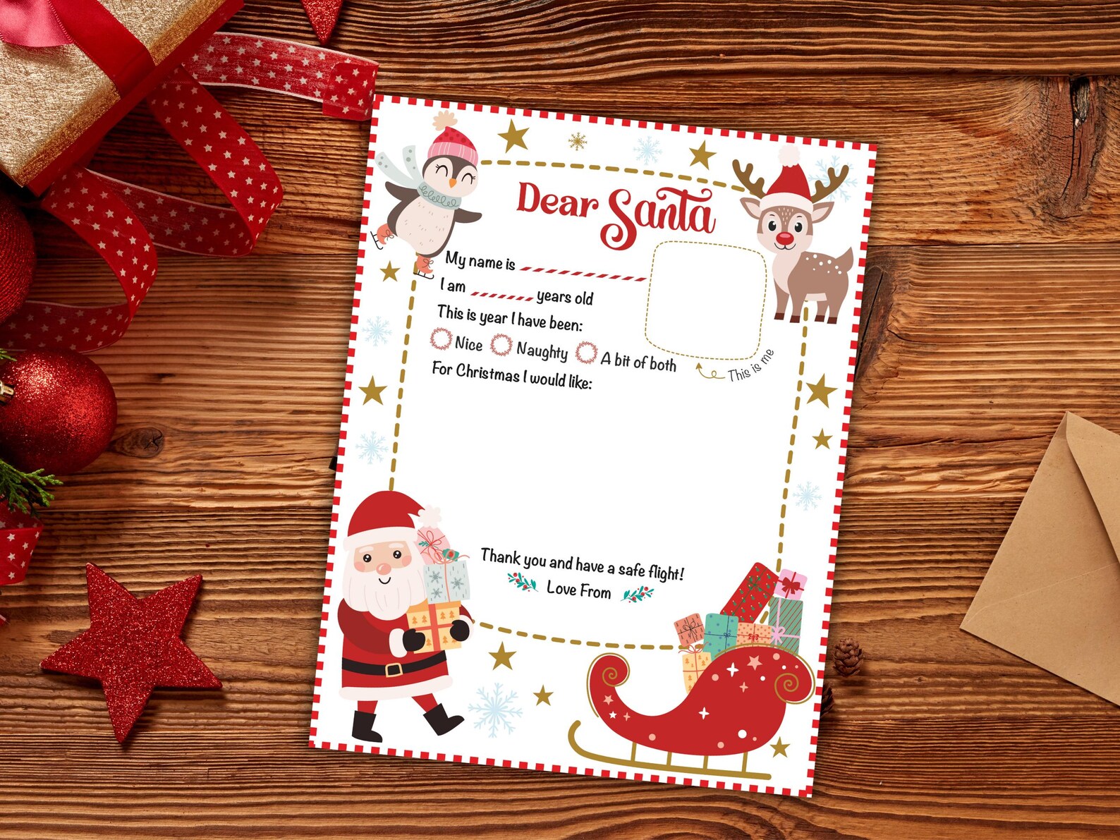 Letter to Santa With Wish List, Dear Santa Letter, Christmas Letter for ...