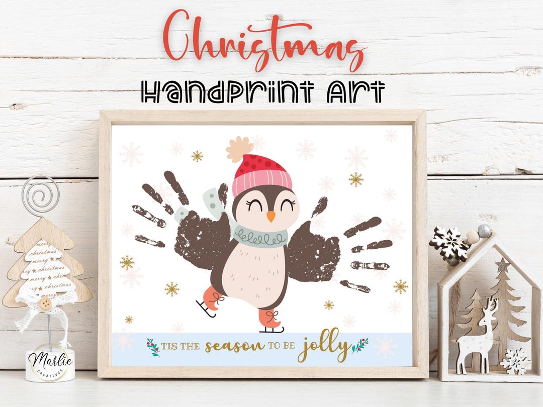 Christmas Handprint Art, Penguin Handprint Craft, Xmas Handprint Craft ...