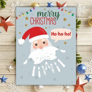 Santa Handprint Art, Christmas Handprint Craft, Xmas Handprint Art ...