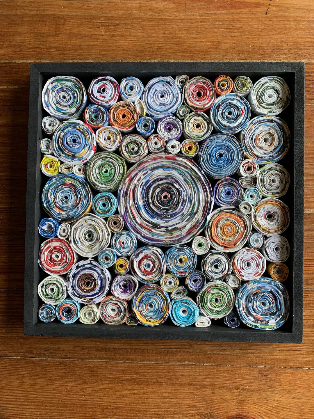 10” X 10” Paper Roll Art Wall Hanging Double Sided Media Collage - Etsy