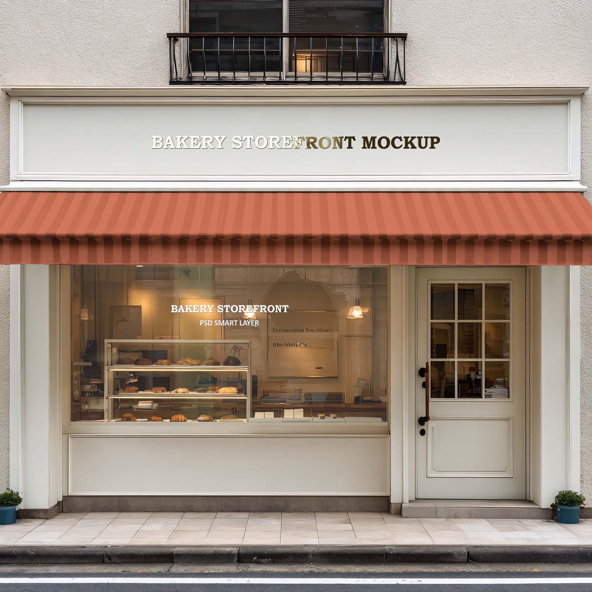 Bakery Shop With Canopy Front Mockup PSD, Bread Shop Sign Mockup ...
