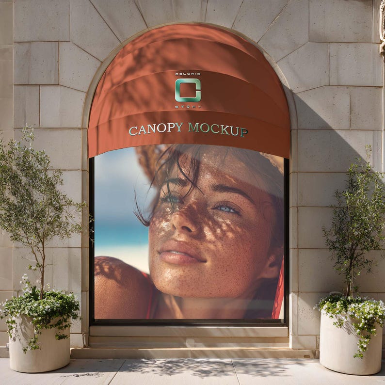 Canopy Shop Mockup PSD, Storefront Canopy Sign Template, Outdoor Shop ...