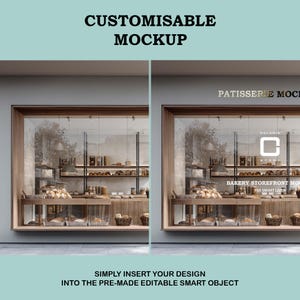 Bakery Window Display Mockup PSD, Pastry Shop Front Mockup, Cake Shop ...