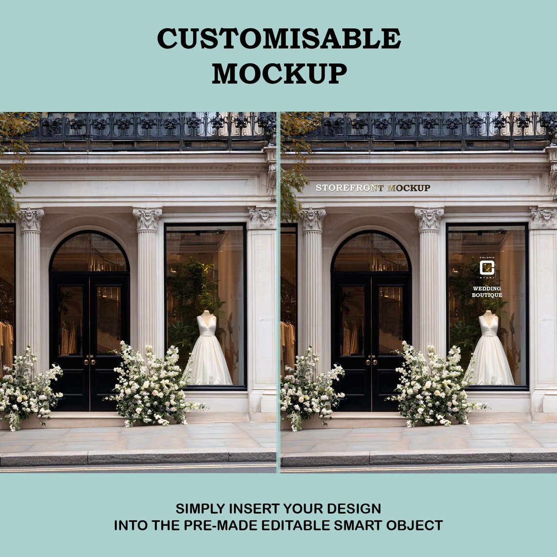 Wedding Boutique Storefront Mockup PSD, Bridal Shop Front Sign, Elegant ...