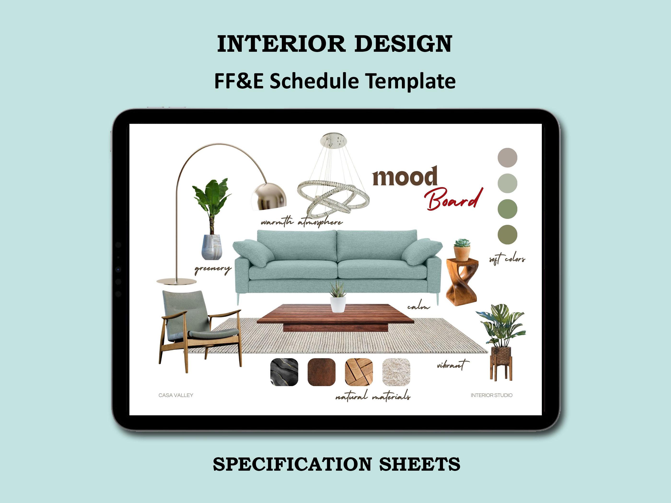 FF&E Interior Design Schedule Template, Project Budget Planner and Cost ...