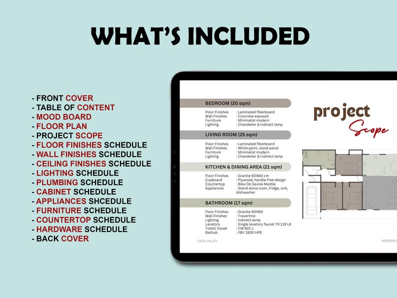 FF&E Interior Design Schedule Template, Project Budget Planner and Cost ...