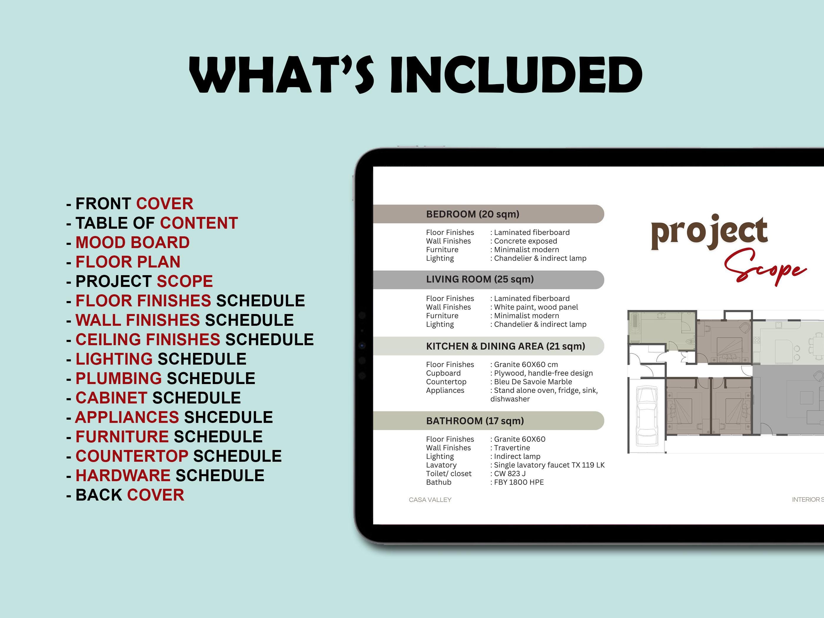 FF&E Interior Design Schedule Template, Project Budget Planner and Cost ...