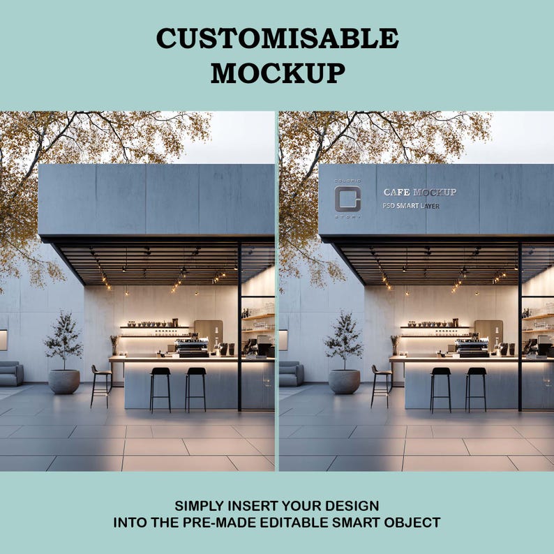 Concrete Cafe Facade Mockup PSD, Modern Industrial Logo Branding - Etsy