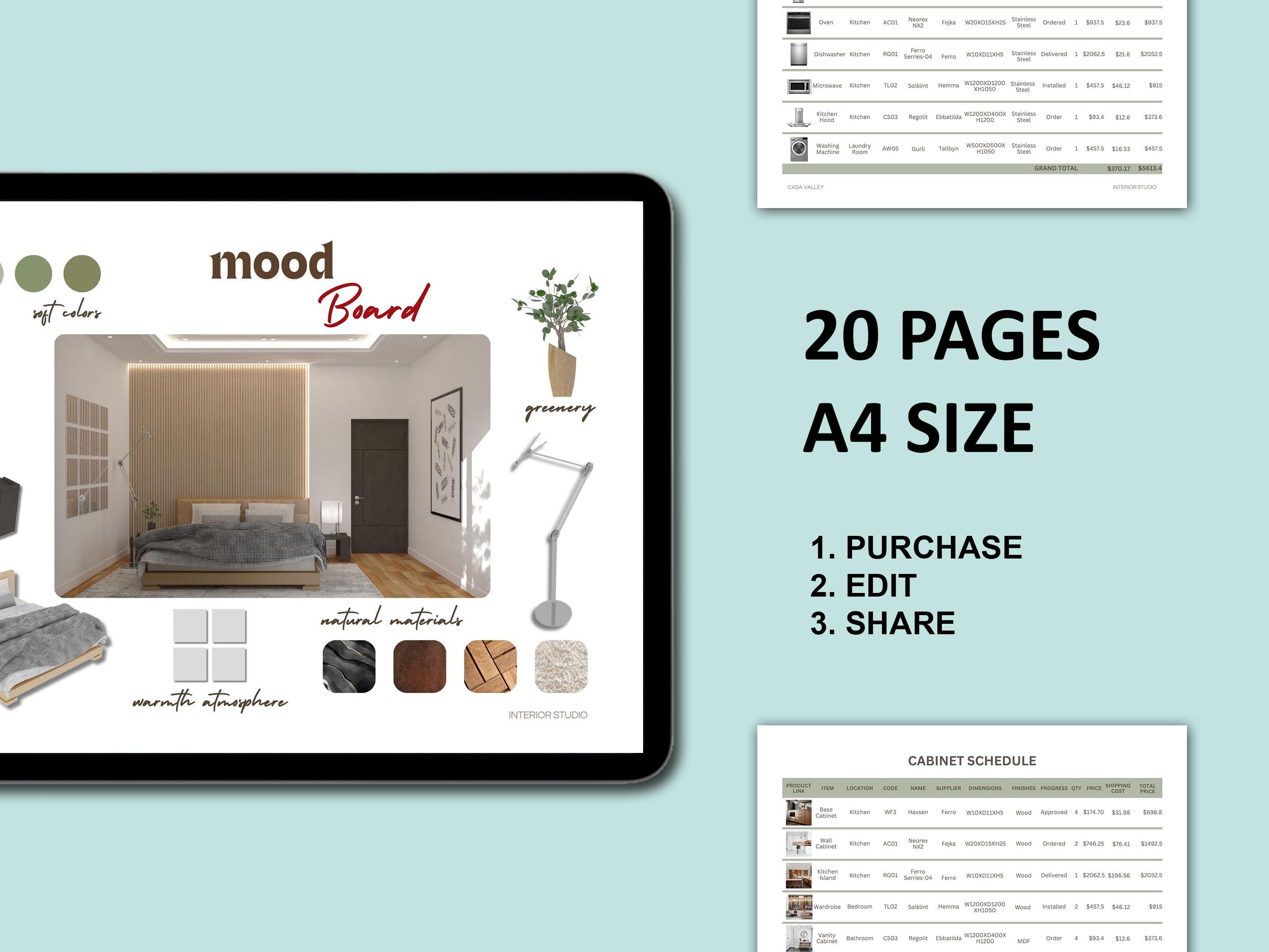 FF&E Interior Design Schedule Template, Project Budget Planner and Cost ...