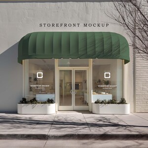 Minimalist Storefront With Canopy Mockup PSD, Modern Retail Shop Front ...