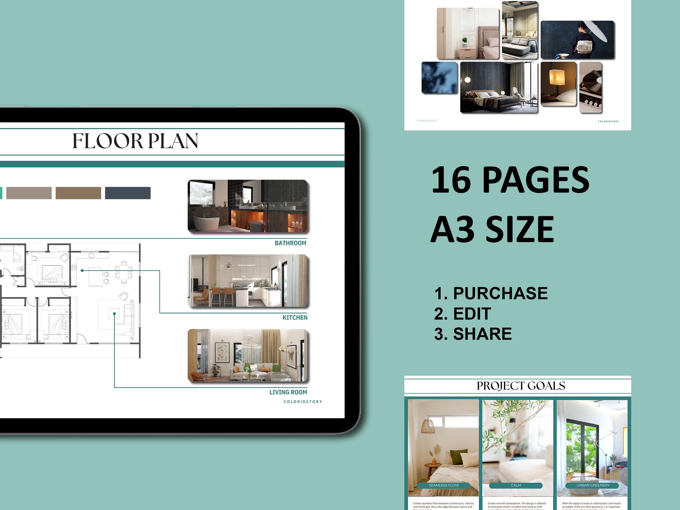 Interior Design Presentation Canva Template, Client Proposal, Mood Boards, Finishes, Furniture ...