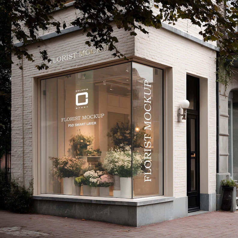 Florist Shop Front Logo Mockup, Flower Store Facade Sign Mockup, Floral ...