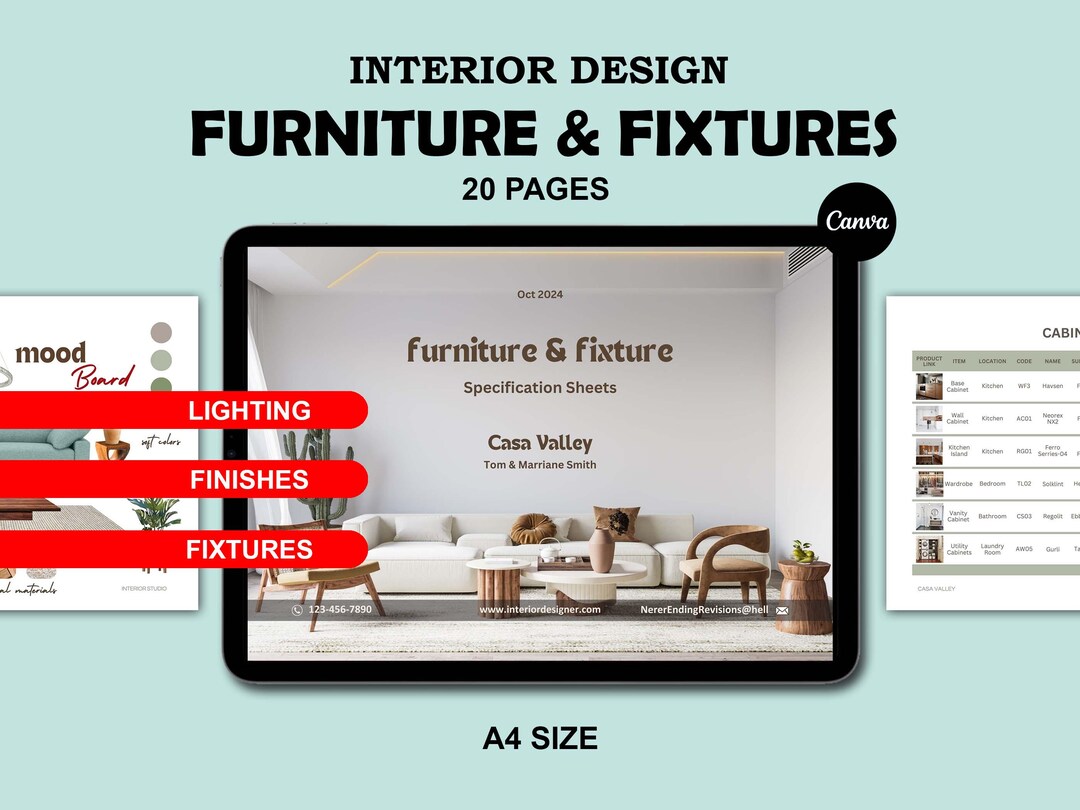 FF&E Interior Design Schedule Template, Project Budget Planner and Cost ...