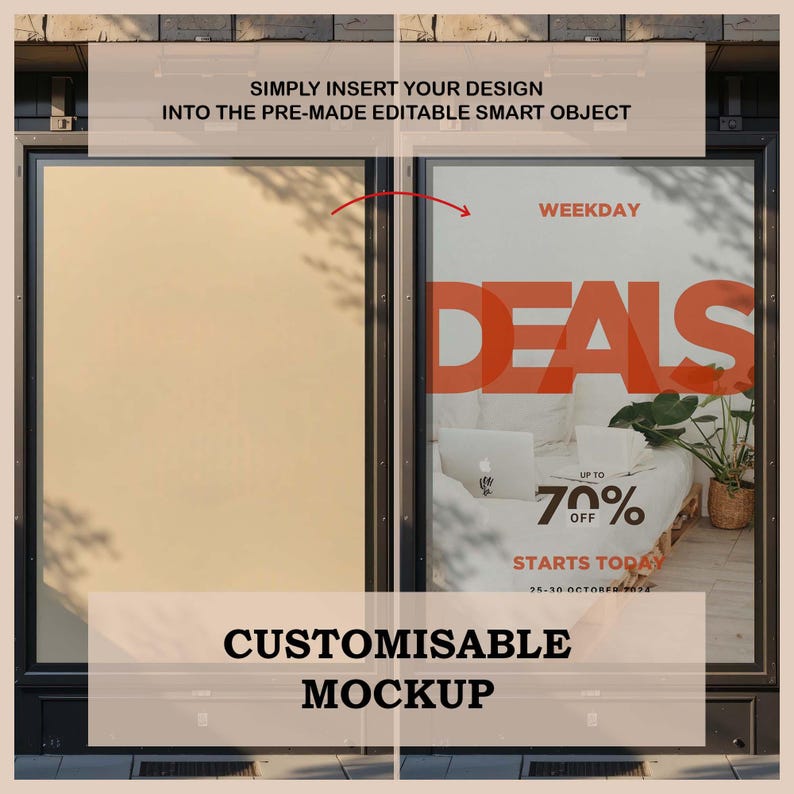 Window Poster Mockup PSD, Shop Front Storefront Sign, Retail Window ...