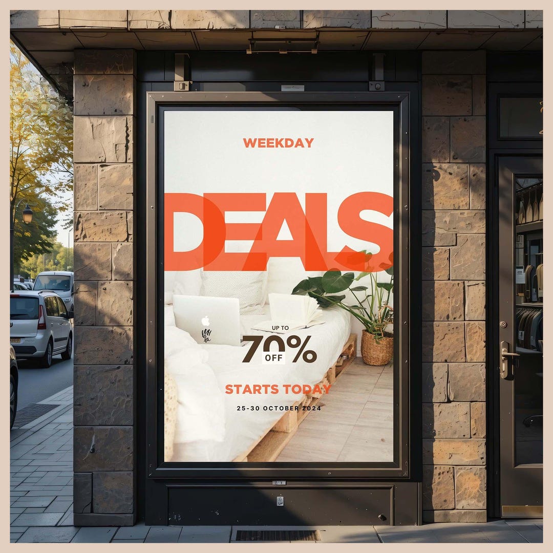 Window Poster Mockup PSD, Shop Front Storefront Sign, Retail Window ...