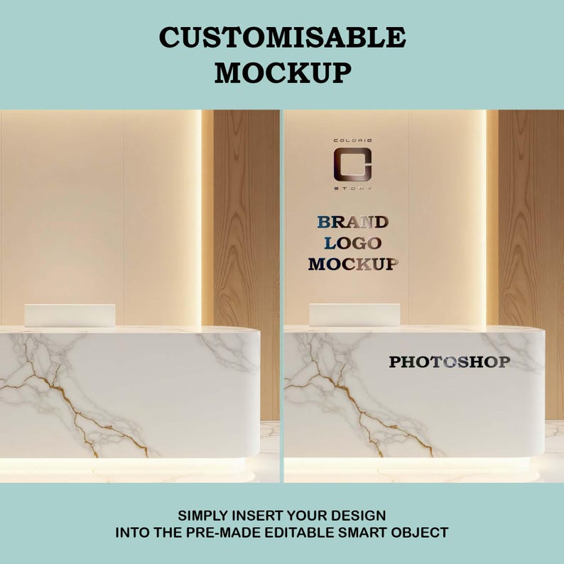 Reception Desk Mockup PSD, Modern Lobby Design Template, Front Desk ...