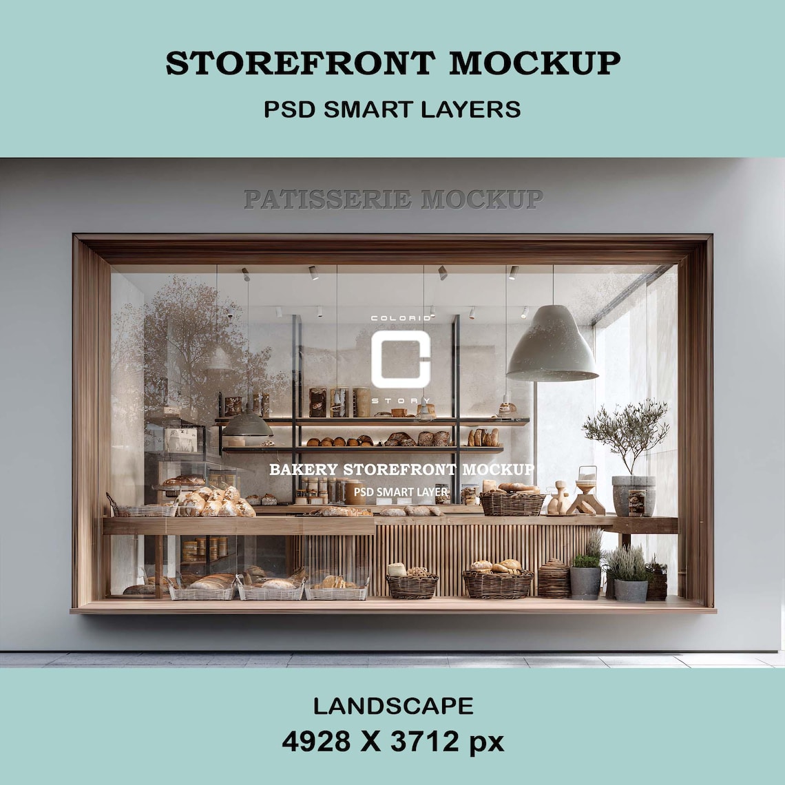 Bakery Window Display Mockup PSD, Pastry Shop Front Mockup, Cake Shop ...