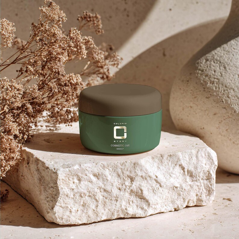Neutral Cosmetic Jar Mockup, Skincare Brand Presentation Packaging ...
