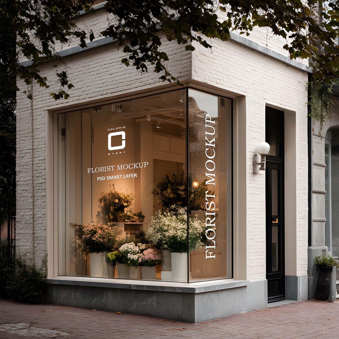 Florist Shop Front Logo Mockup, Flower Store Facade Sign Mockup, Floral ...