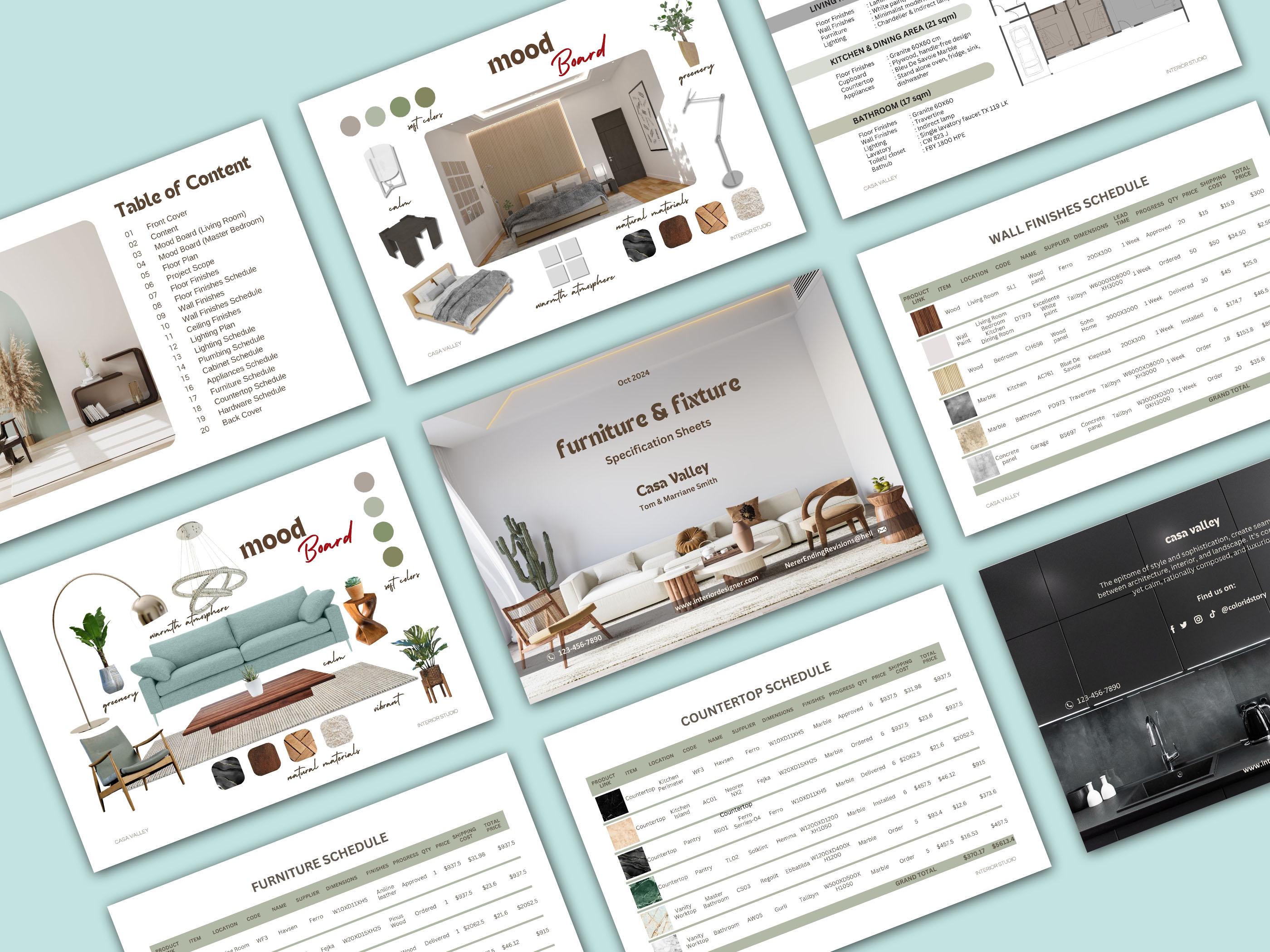 FF&E Interior Design Schedule Template, Project Budget Planner and Cost ...