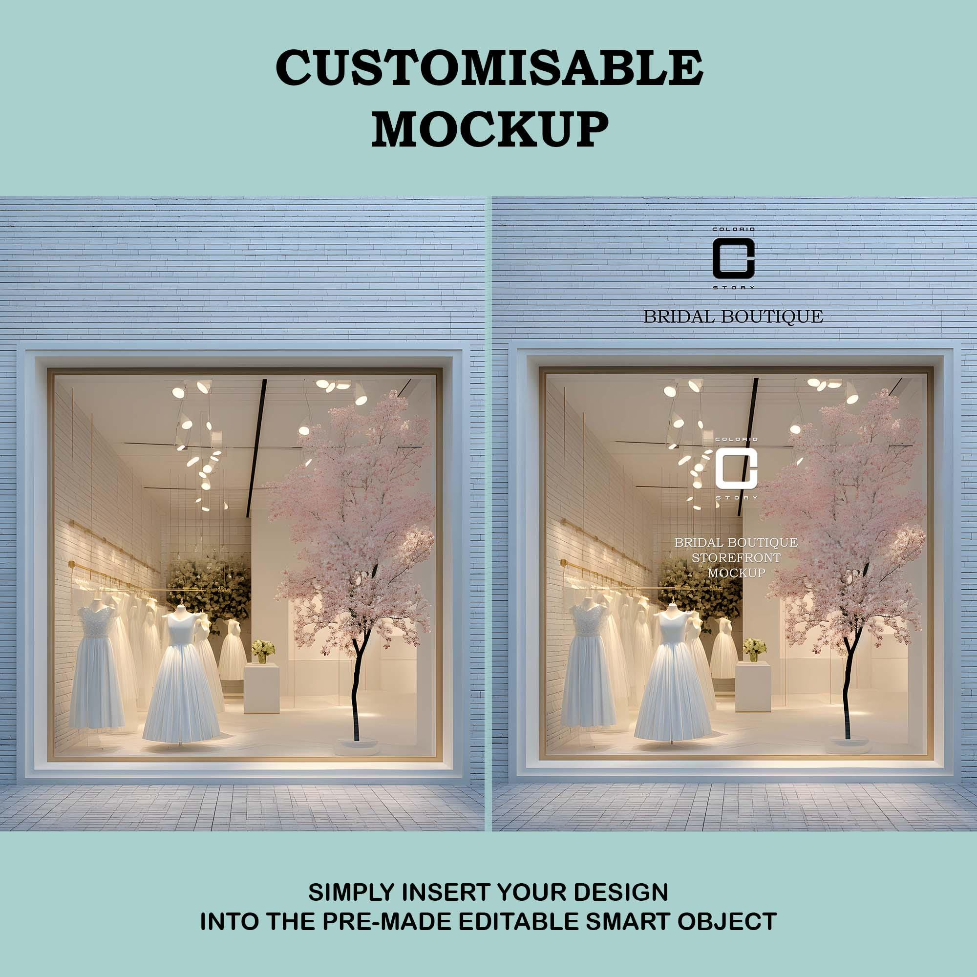 Window Display Bridal Boutique Mockup PSD, Elegant Wedding Dress ...