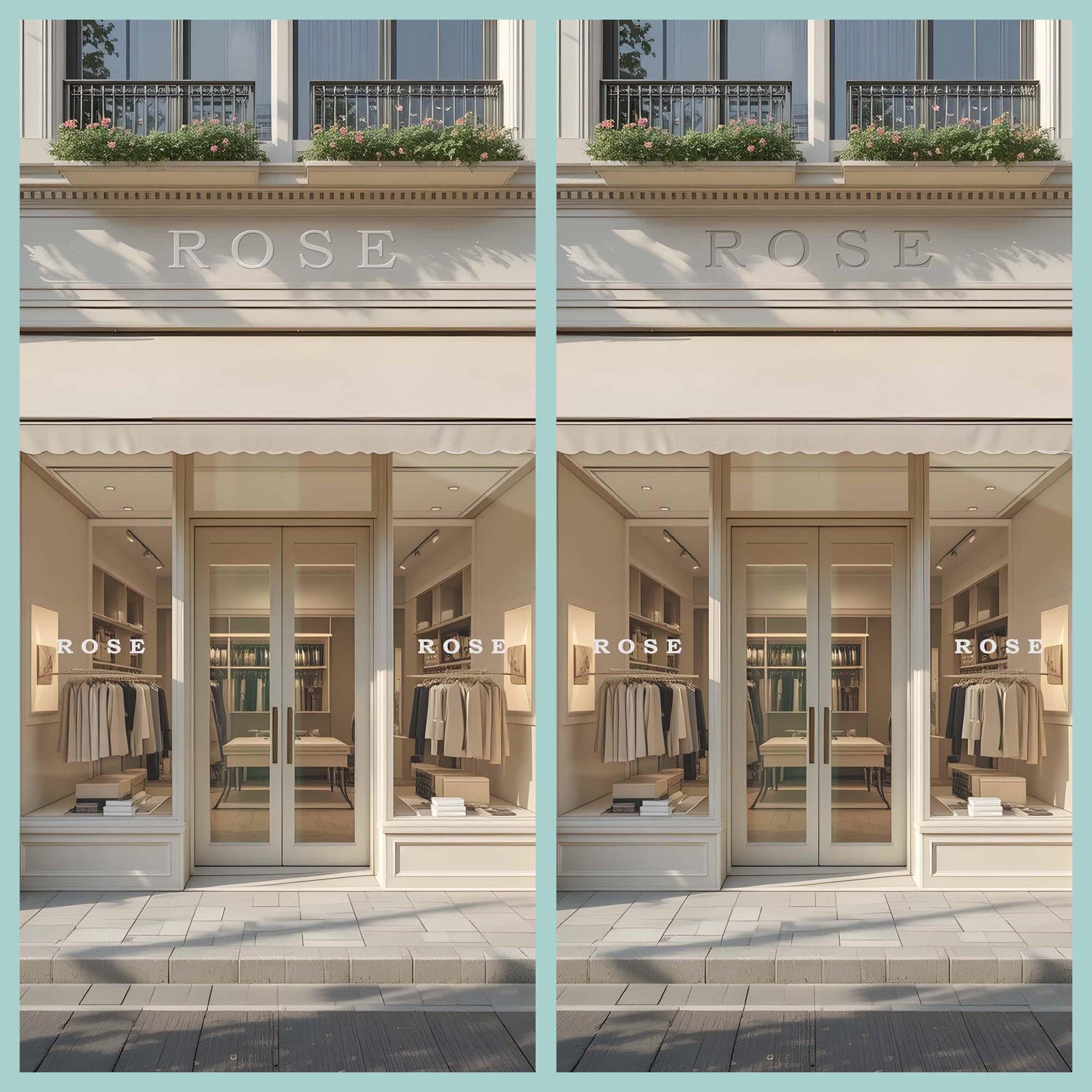 Boutique Storefront Mockup PSD, Shop Exterior Facade Logo Sign Mockup ...