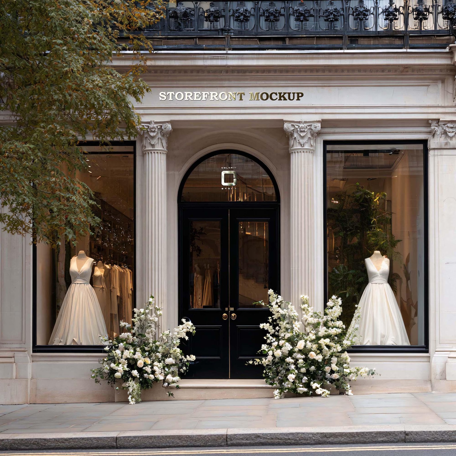 Wedding Boutique Storefront Mockup PSD, Bridal Shop Front Sign, Elegant ...