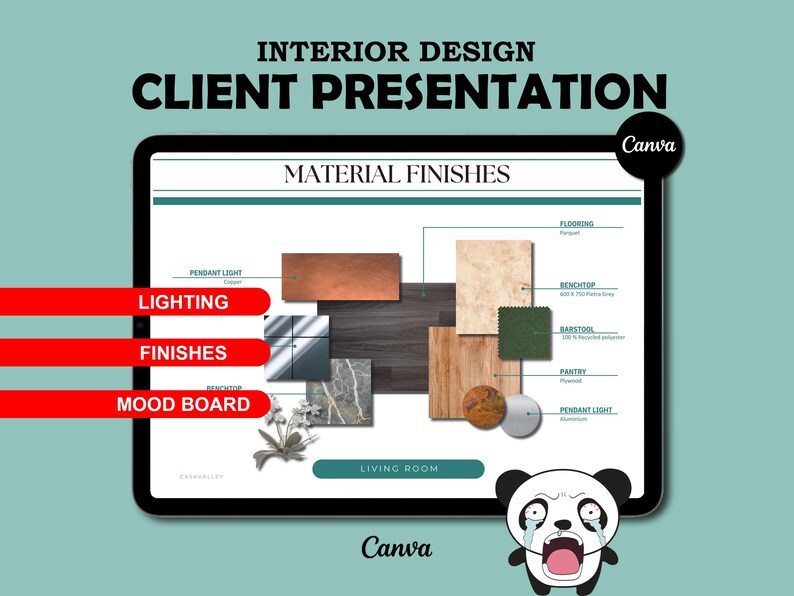 Interior Design Presentation Canva Template, Client Proposal, Mood Boards, Finishes, Furniture ...