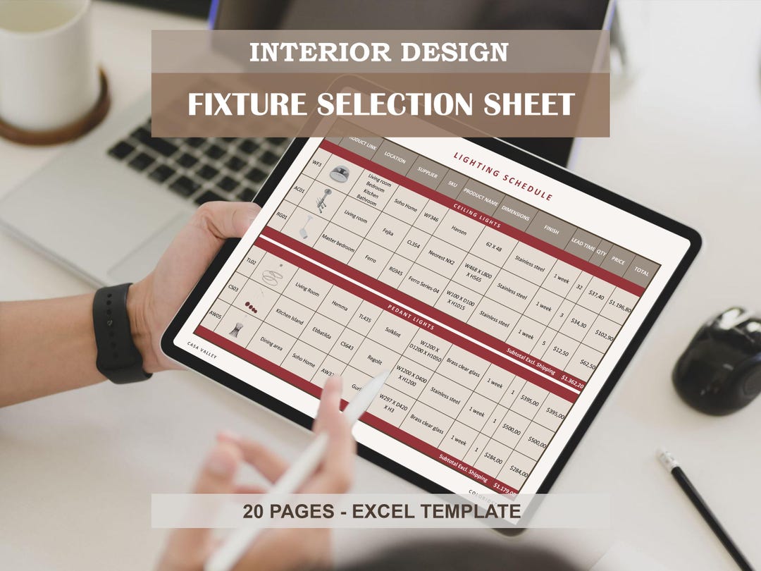 Interior Design Spec Template Lighting Fixtures Furniture Plumbing ...