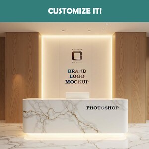 Reception Desk Mockup PSD, Modern Lobby Design Template, Front Desk ...