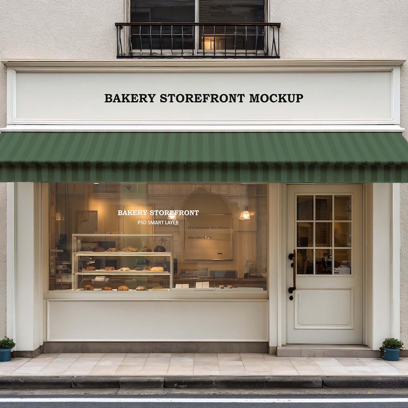 Bakery Shop With Canopy Front Mockup PSD, Bread Shop Sign Mockup ...