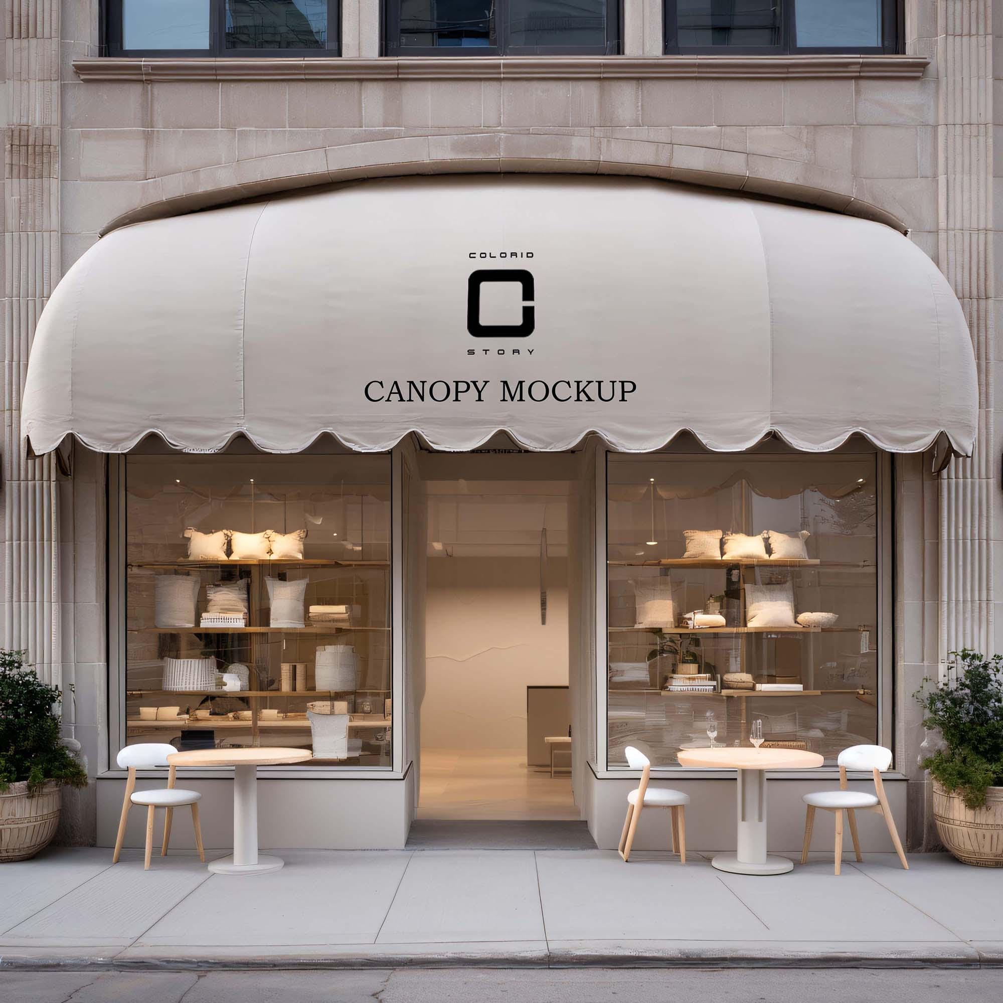 Awning Canopy Store Mockup PSD, Storefront Signage Template, Outdoor ...